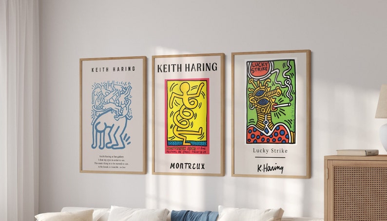 Keith Haring , Set of 3, Exhibition Poster, Keith Haring Inspired ...