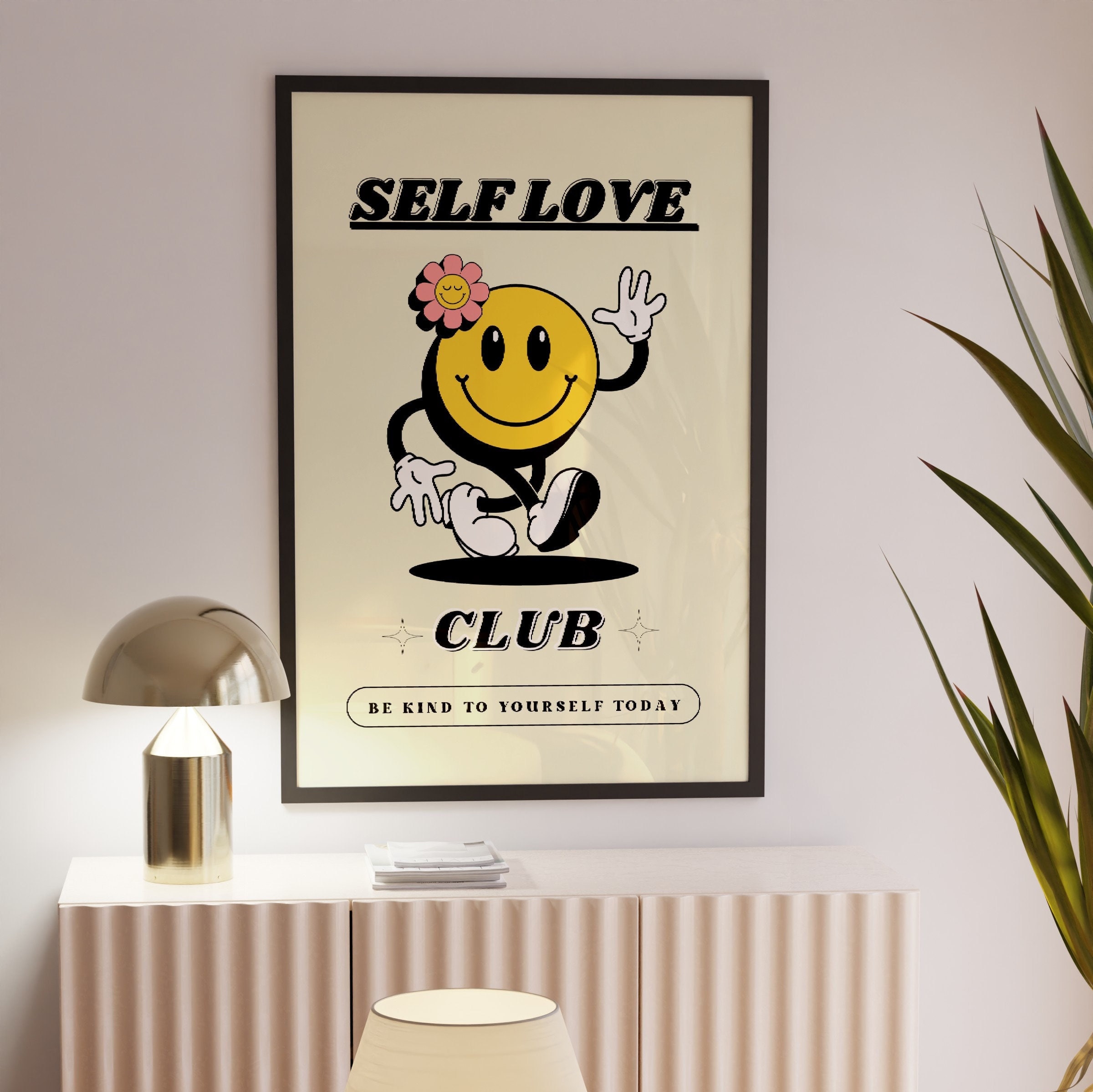 Retro Self Love Digital Poster Print, Aesthetic Motivational Quote ...