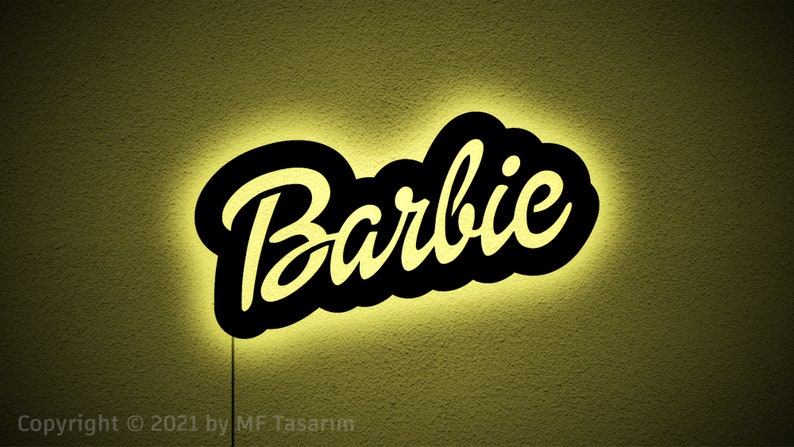 Barbie Neon Led Sign Lighted up Wooden Wall Decorrgb - Etsy