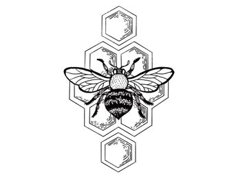 Fine Line Bee - Digital Download Print, Printable Art, Digital Listing ...