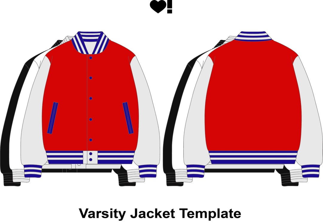 Varsity Jacket in Black / White / Color Templates - Etsy