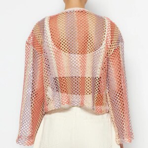 Sheer Elegance: Colorful Long Sleeve Transparent Loose T-shirt, Ultra ...