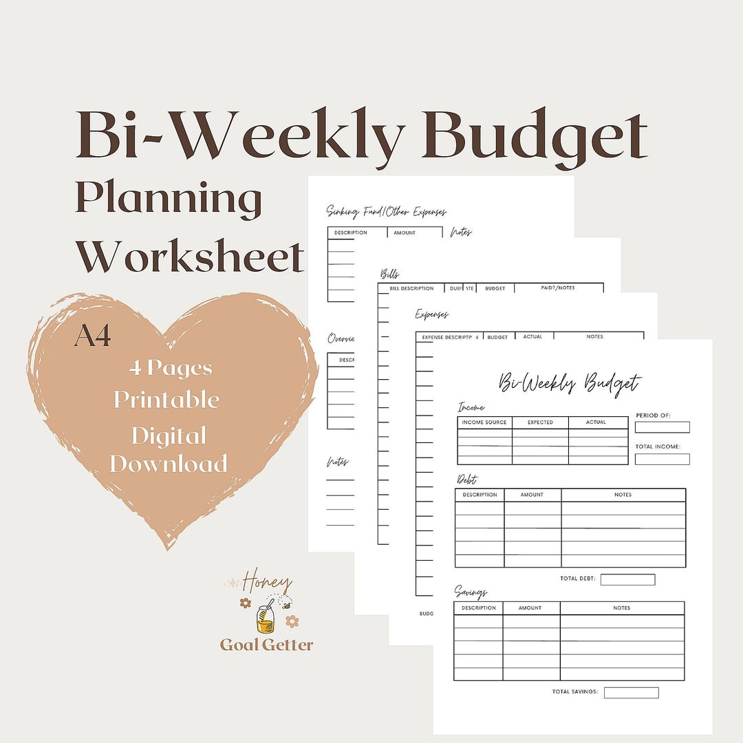 Honey Goal Getter, Bi Weekly Budget Sheet, Paycheck Budget Printable ...