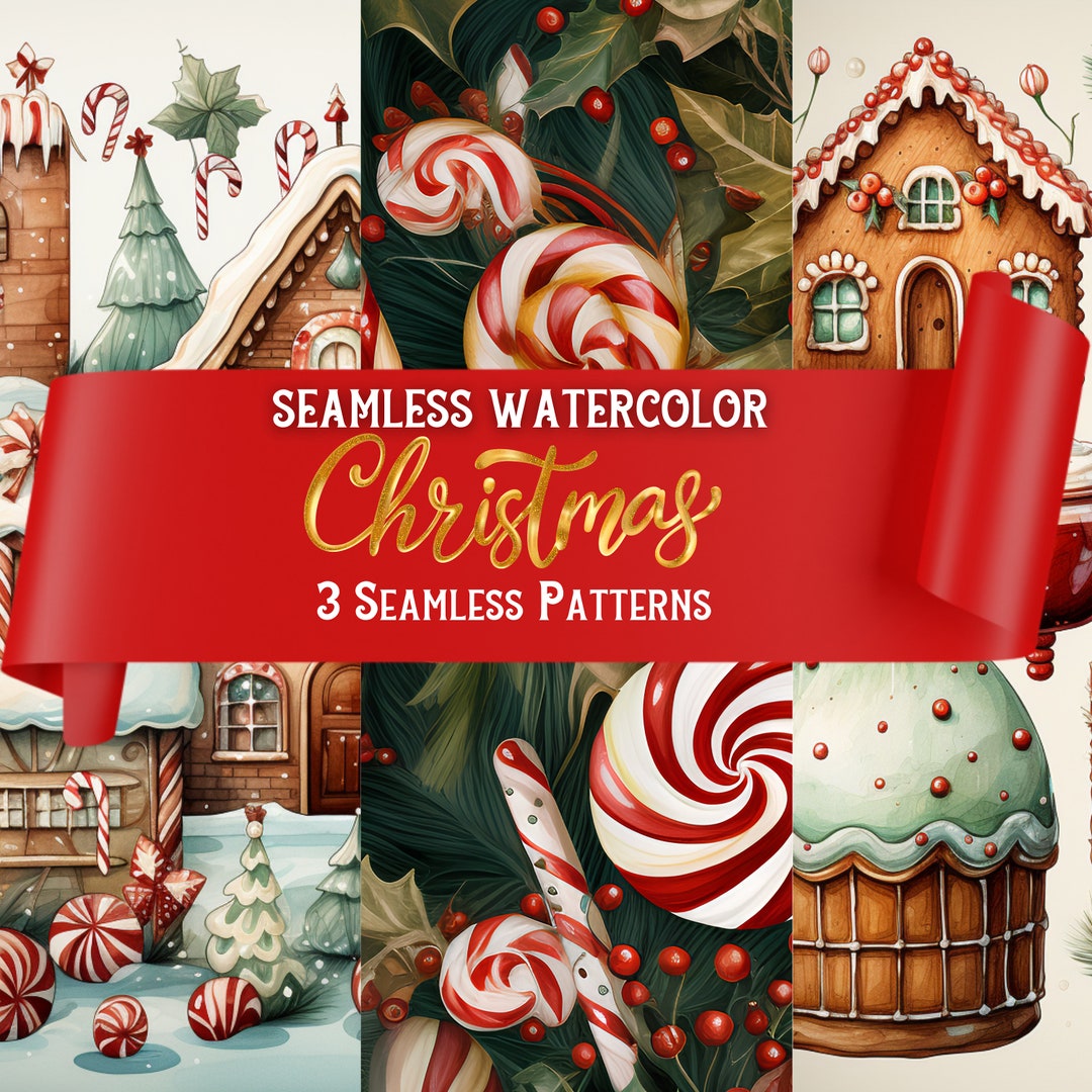 Watercolor Christmas Digital Paper, Seamless, Printable, Scrapbook ...