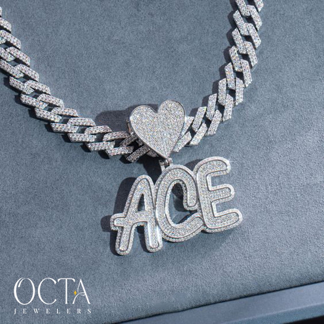 Custom Moissanite Pendant,any Letter,icedout Pendant,925 Silver Pendant ...