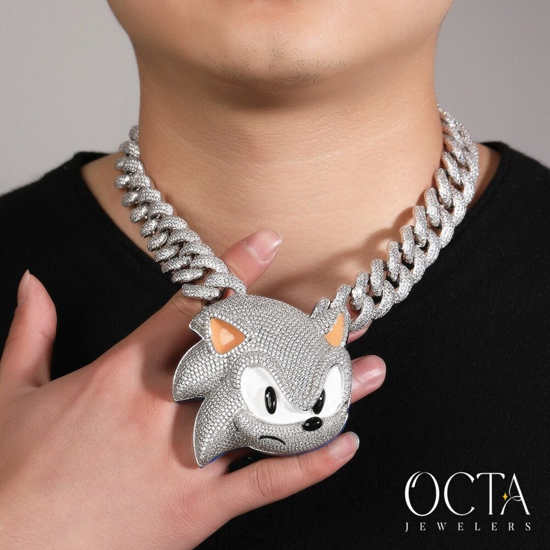 Custom Cartoon Avatar Pendant, Silver ICEDOUT Pendant, Men Custom ...