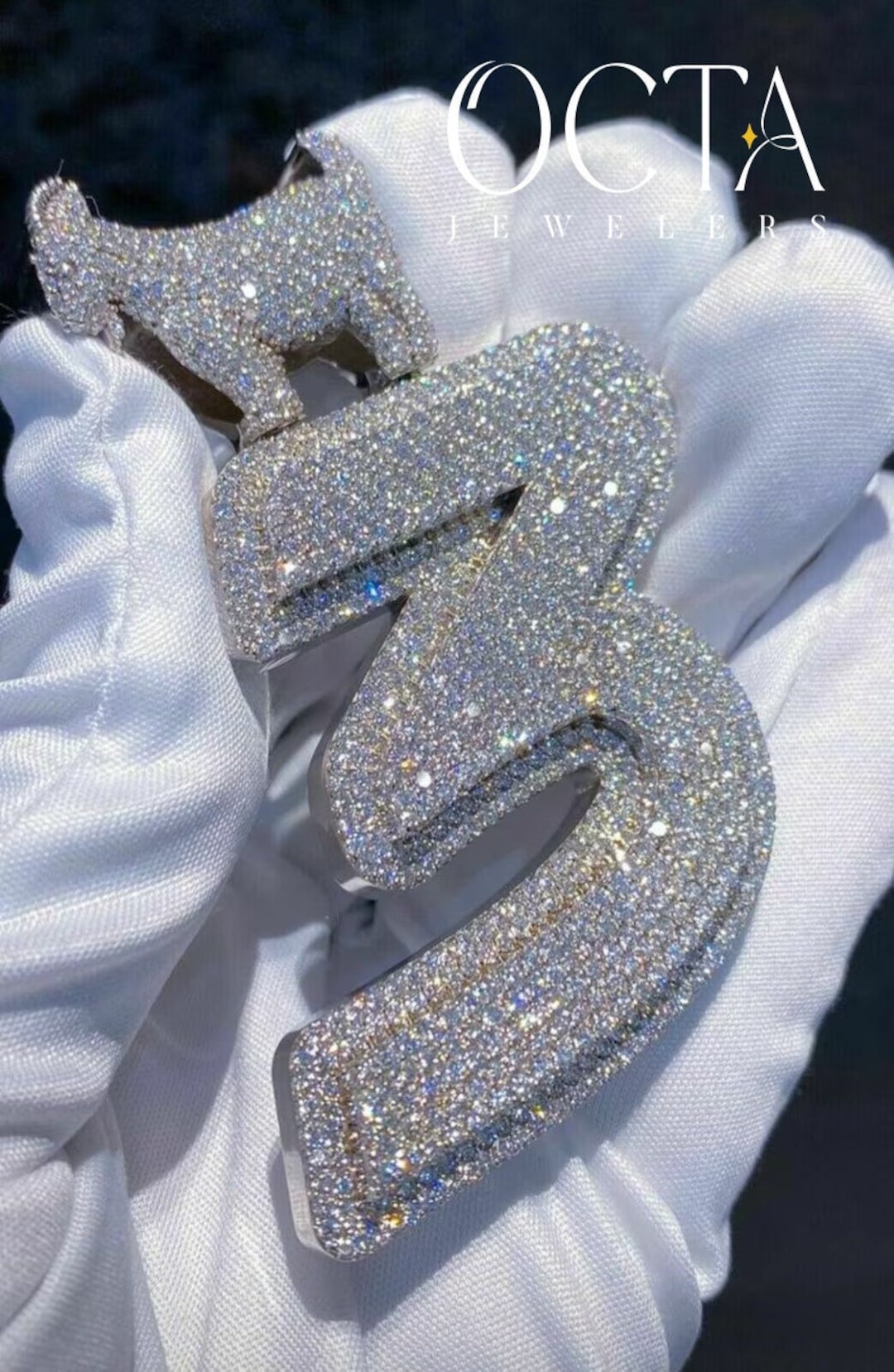 Number 3 Pendant, Custom Number Pendant, Icedout Pendant, Birthday Gift ...