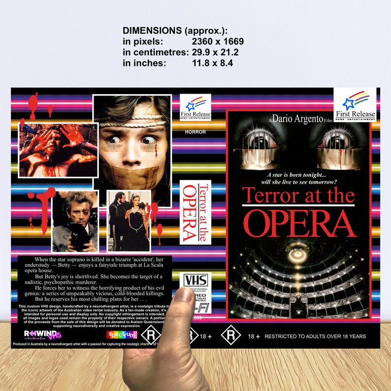 Terror at the Opera VHS Insert - Dario Argento, Australian Rental ...