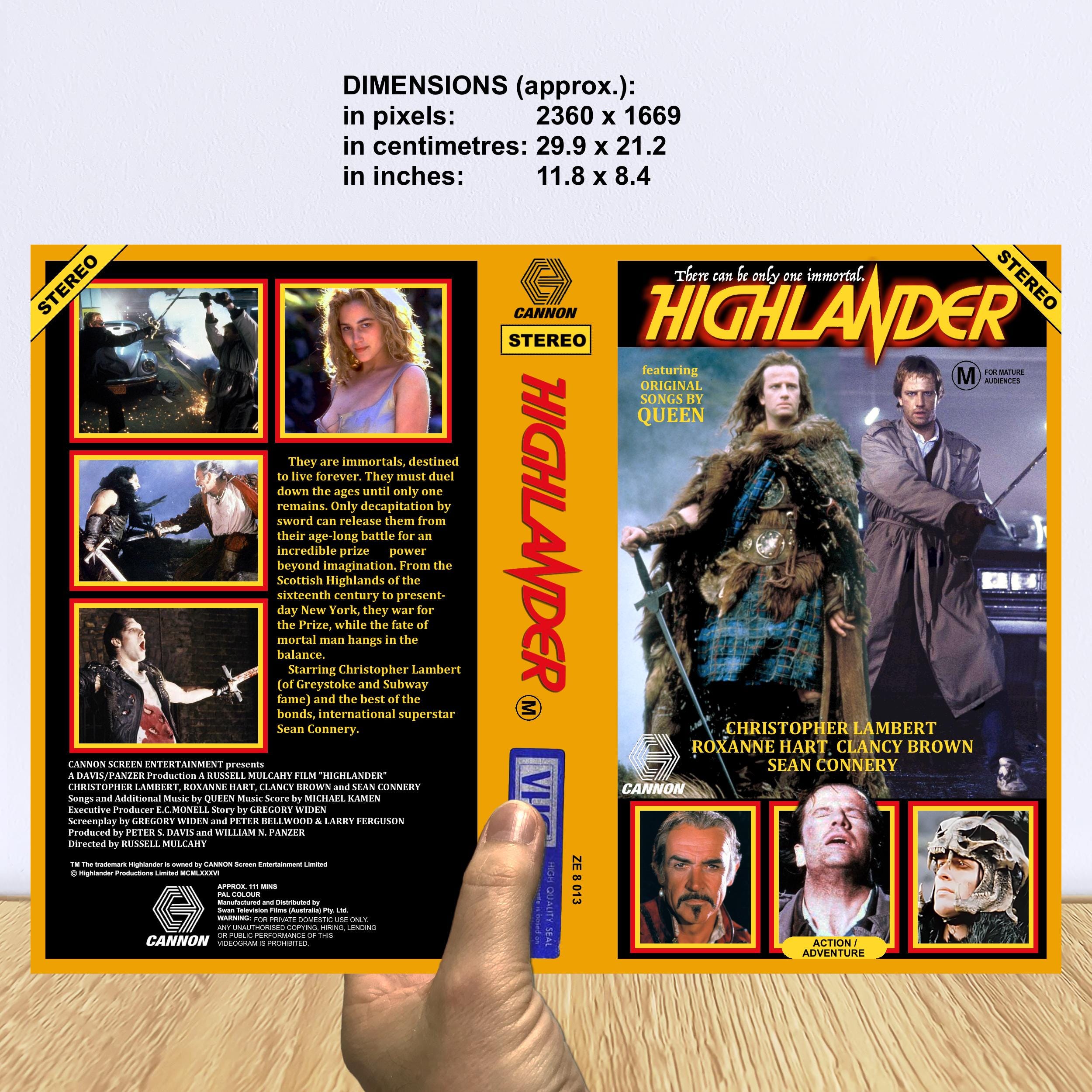 Highlander (1986) - Digital Download VHS Replacement Slick/insert - Etsy