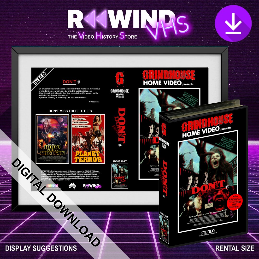 Don't 2007 Custom Digital Download VHS Insert Grindhouse - Etsy