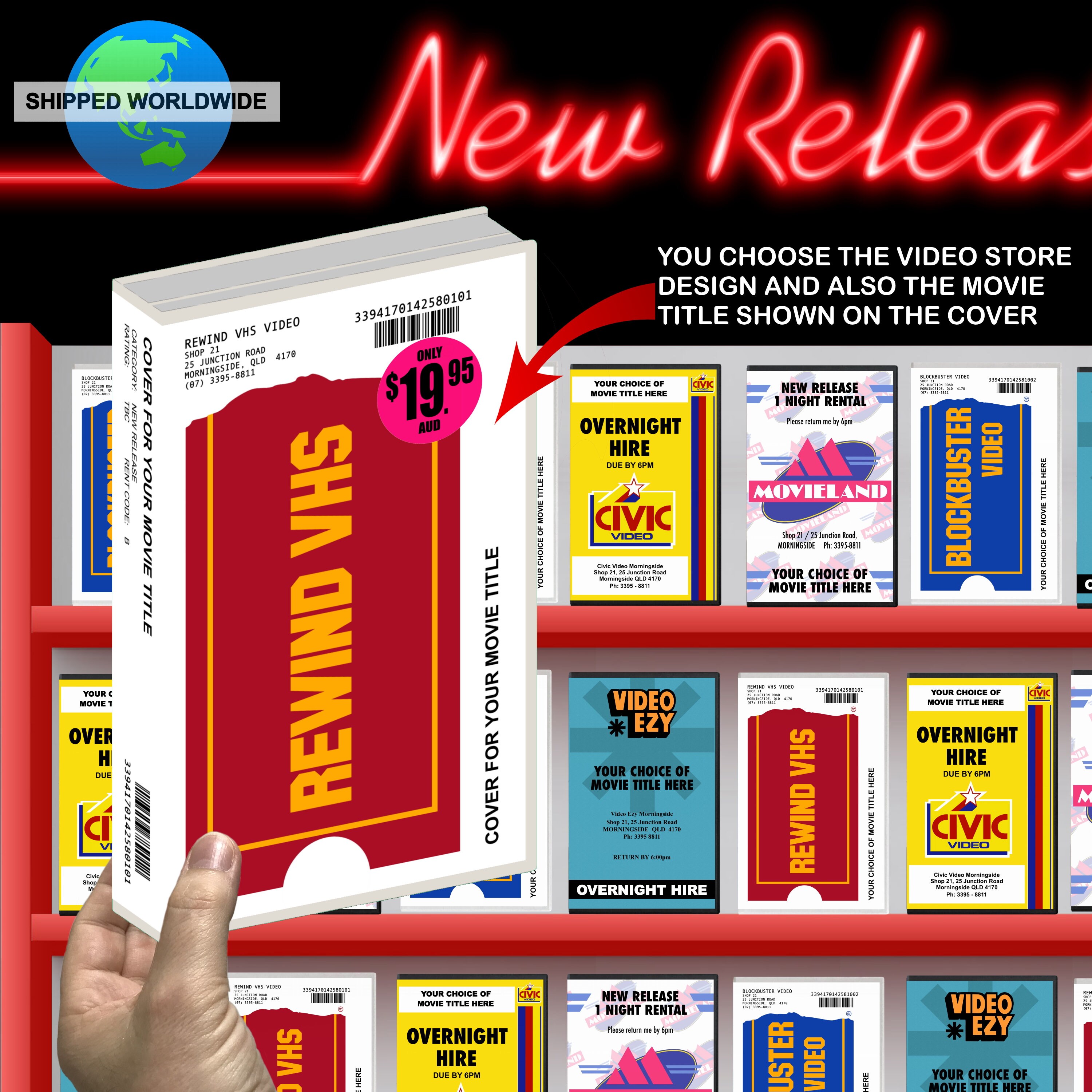 Custom Video Store VHS Cover Blockbuster / Video Ezy / Civic Video / Movieland / Rewind VHS You ...