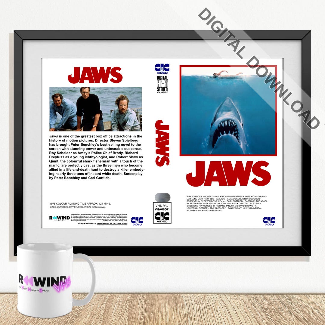 Jaws (1975) - Digital Download VHS Replacement CIC Slick/insert - Etsy
