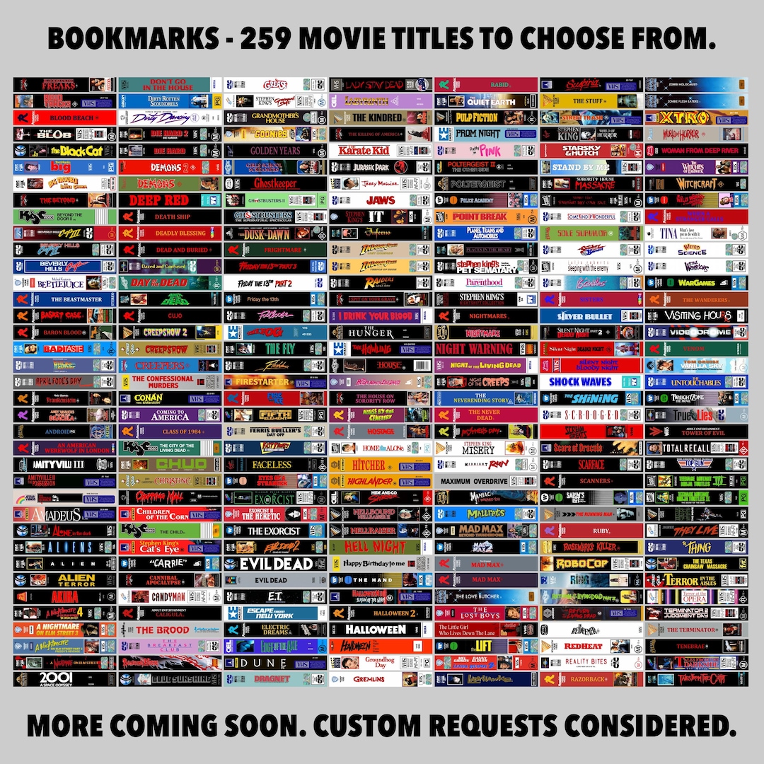Retro VHS Spine Bookmarks: 80s-90s Movie Lover Gift (laminated) - Etsy