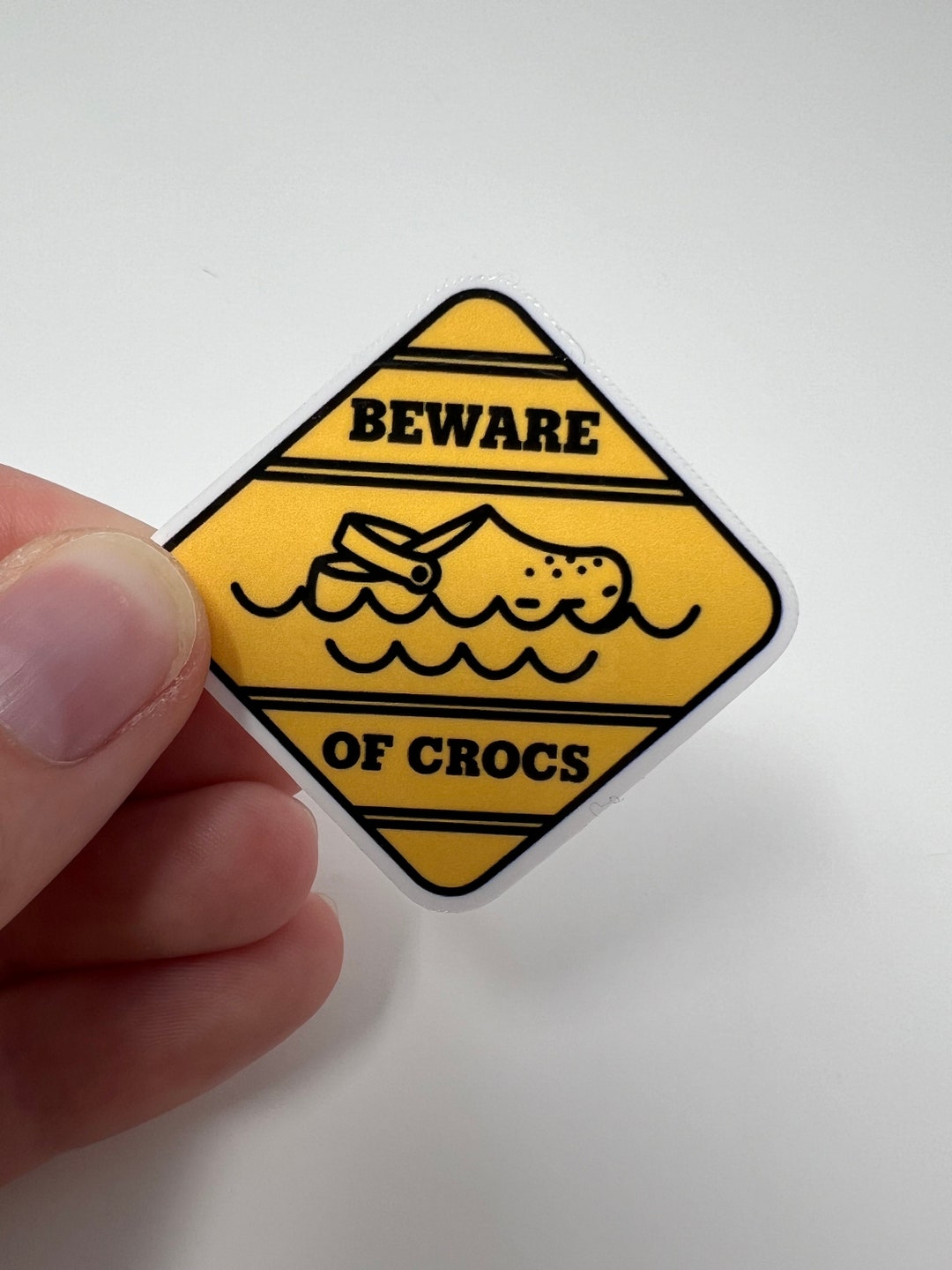 Funny Beware of Crocs Sign Sticker Humorous 2 Decal for Laptops, Water ...