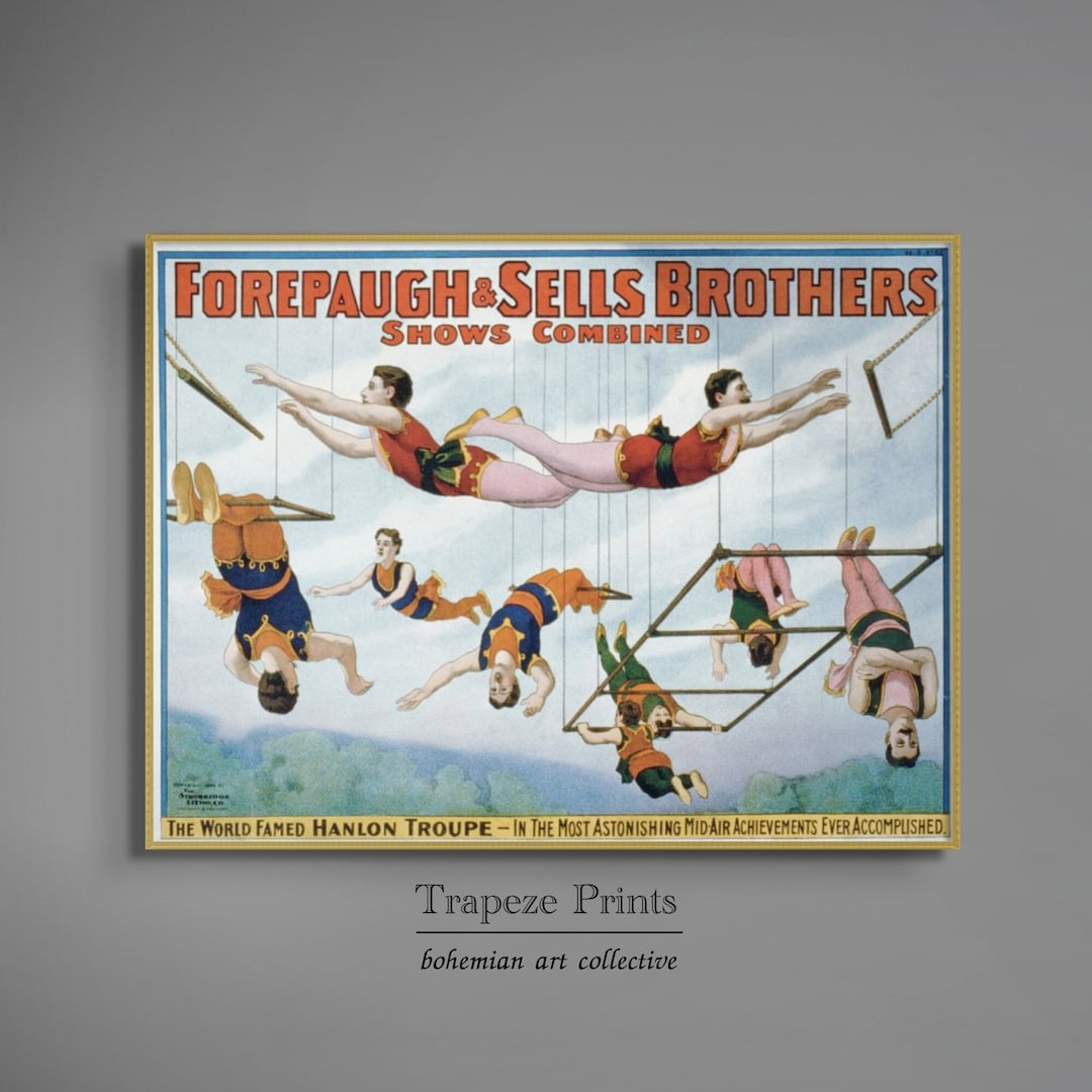 Vintage Circus Poster Print | Antique Trapeze Carnival Acrobat ...