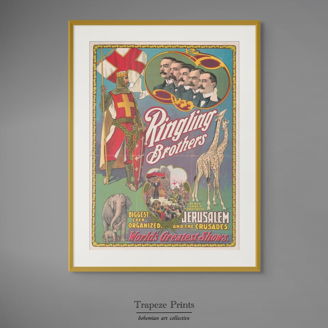 Vintage Circus Poster Crusader | Ringling Bros | Buffalo NY | Antique ...