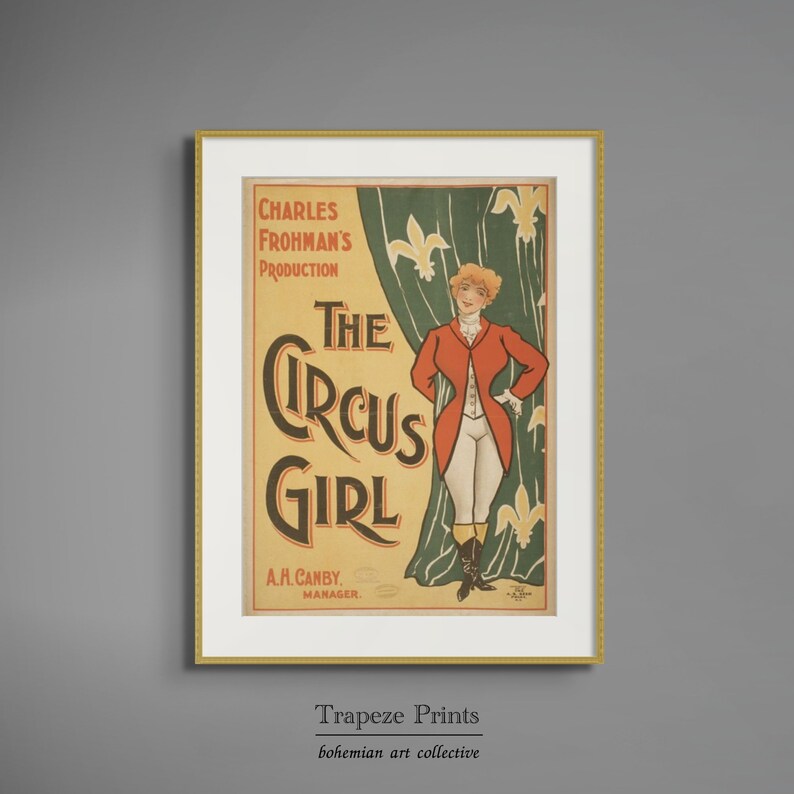 Vintage Circus Poster Downloadable Wall Art | Antique Girl Red Jacket ...