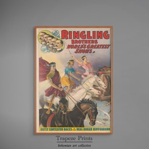 Vintage Roman Hippodrome Act Print Ringling Bros Buffalo NY Antique ...