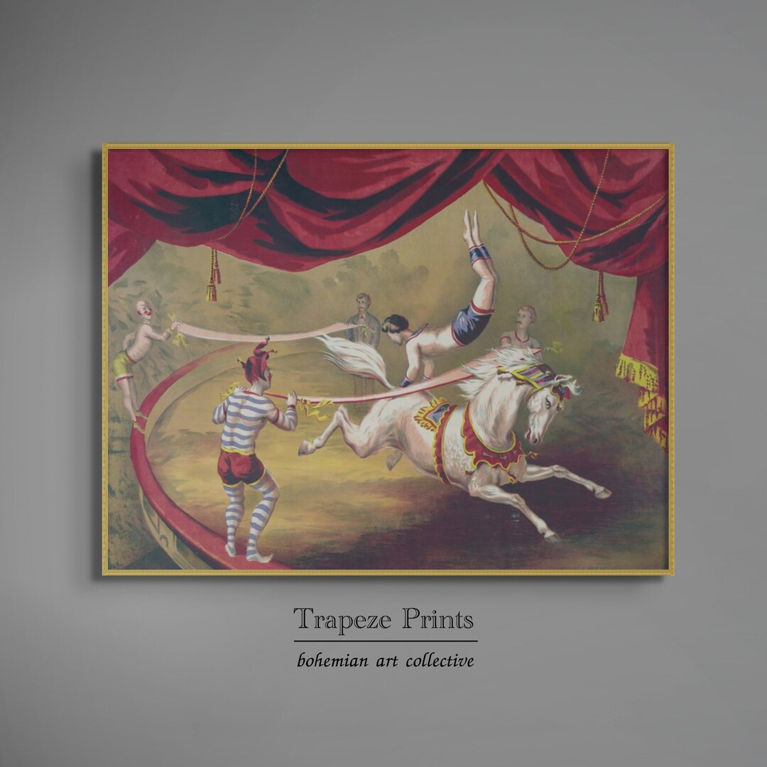 Vintage Circus Poster Print | Antique 1800s Carnival Acrobat Wall Art ...