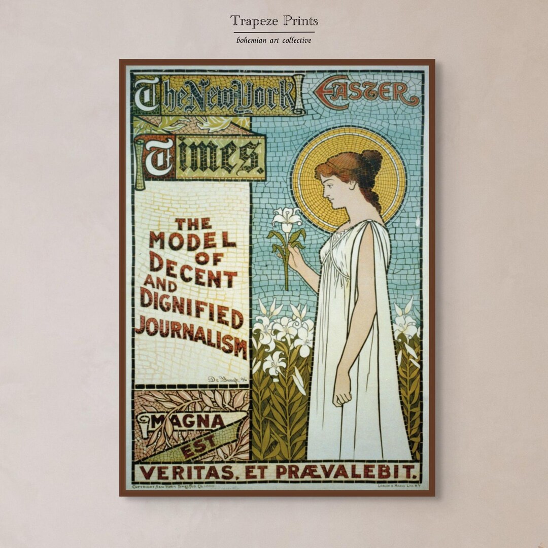 Vintage 1800s NYT New York Times Magazine Art Nouveau Victorian Poster Downloadable Wall Print ...