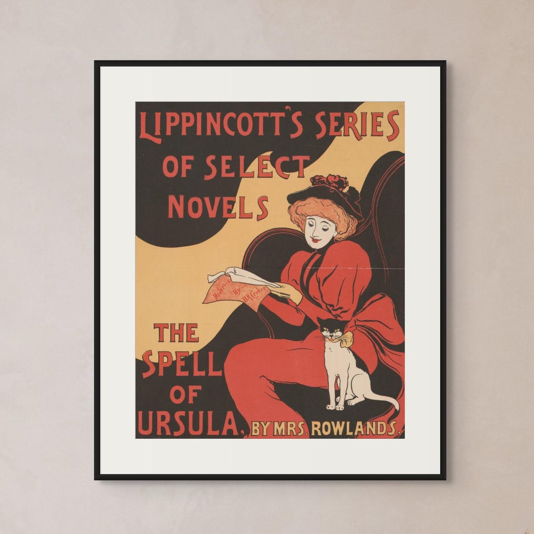 Vintage 1800s Art Nouveau Crazy Cat Lady Magazine Poster Digital Print ...