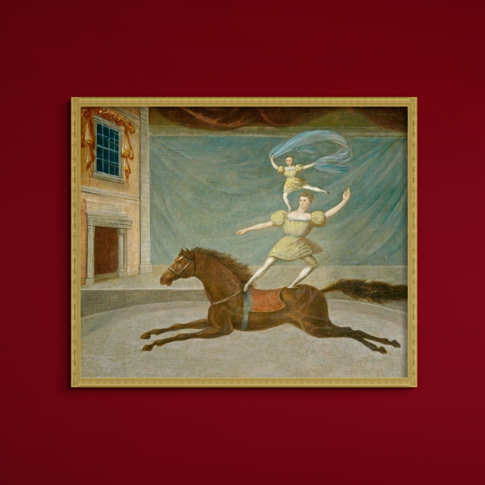 Printable Vintage Circus Acrobats Painting Wall Art Trapeze Vintage ...