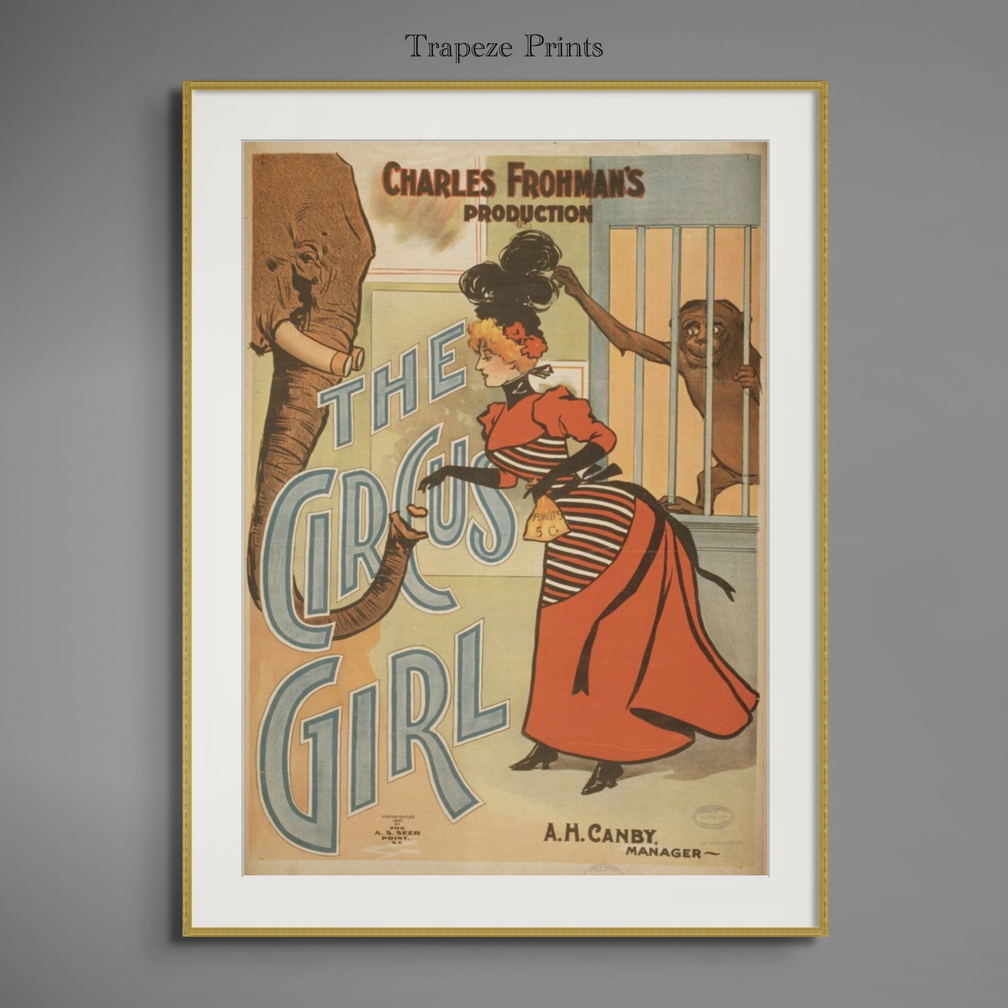 Vintage Circus Poster Peanuts Girl Poster Downloadable Wall Art ...