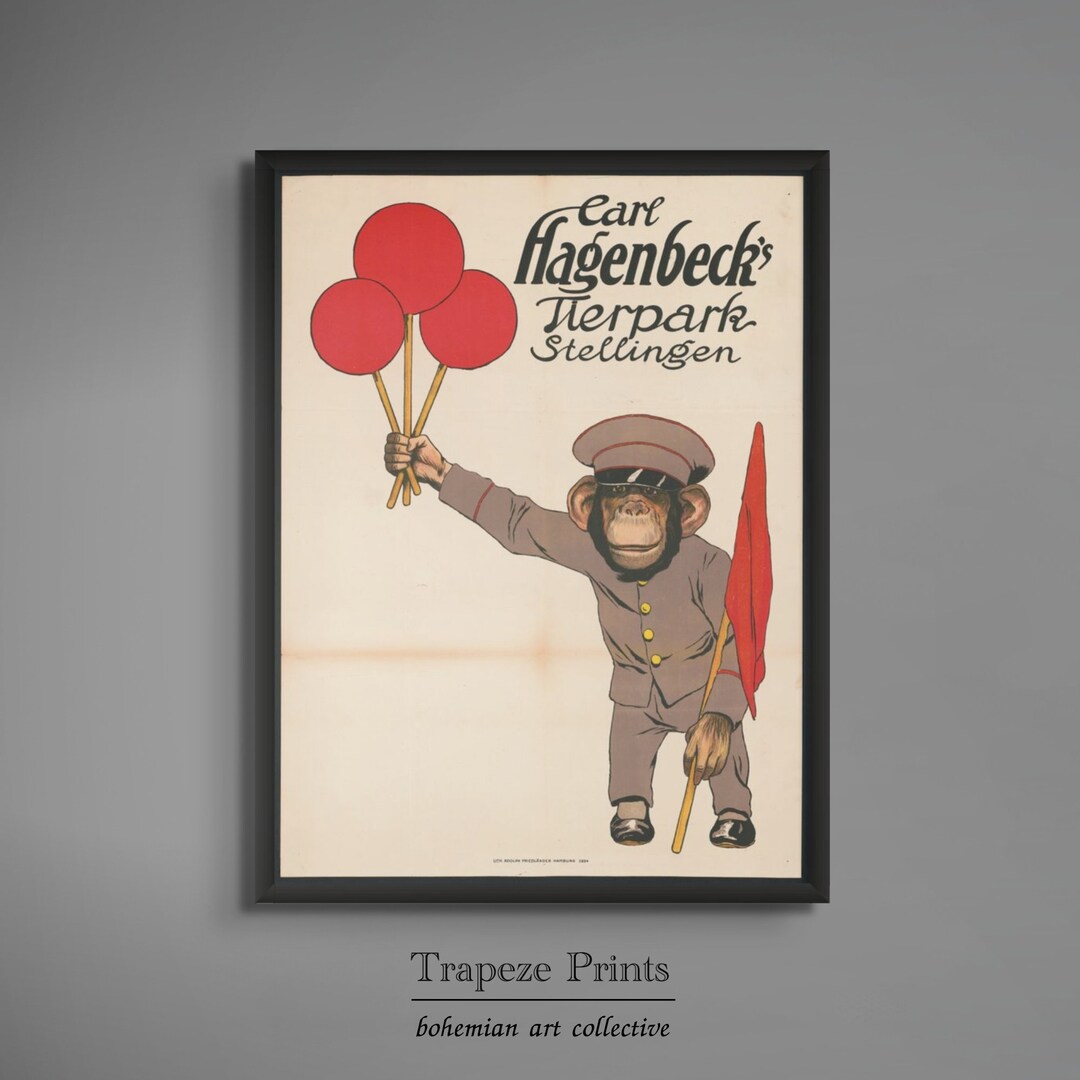 Vintage Circus Monkey Poster Print | Antique Carnival Art | Bohemian ...