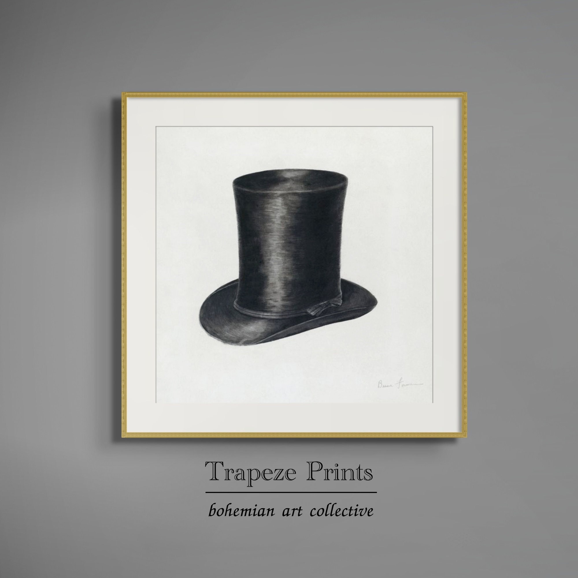 Printable Vintage Top Hat Drawing | Wall Art Magician Sketch | Trapeze ...