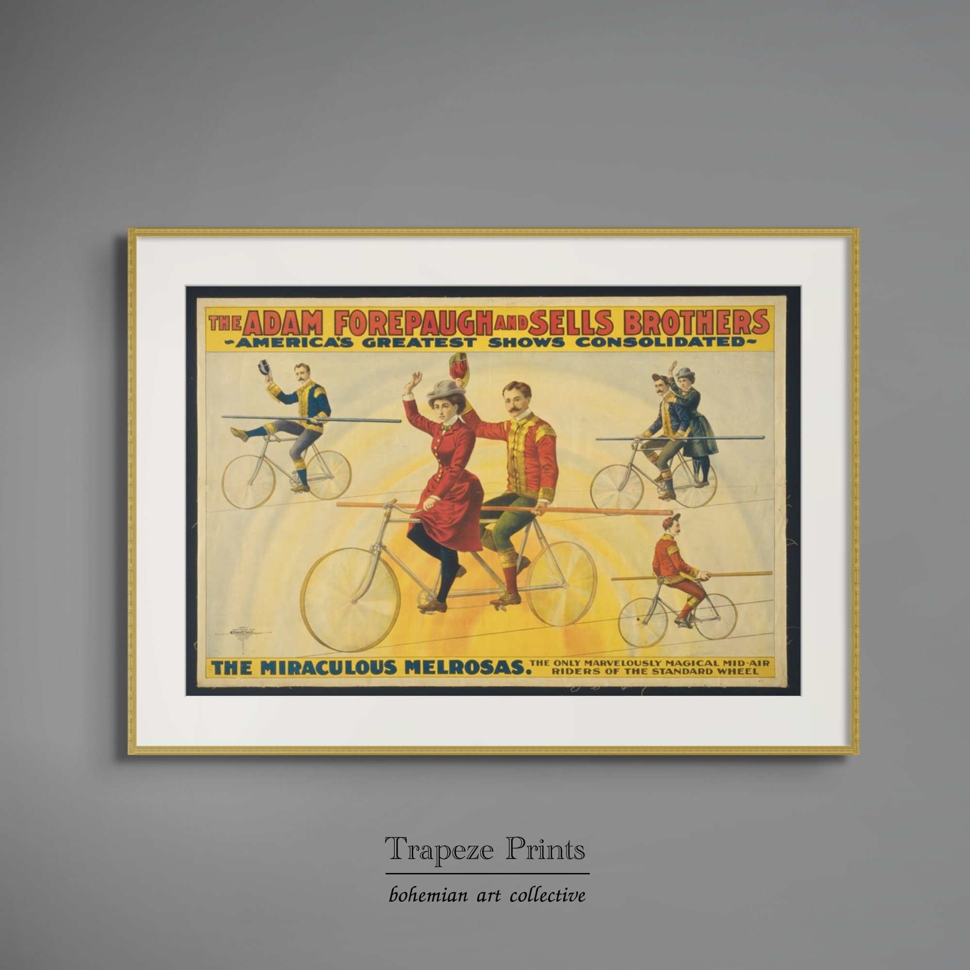 Vintage Circus Bicycle Poster Downloadable Wall Art | Antique Carnival ...