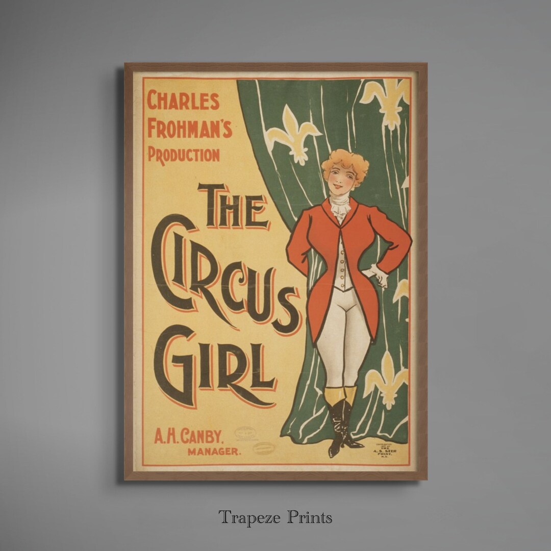 Vintage Circus Poster Downloadable Wall Art | Antique Girl Red Jacket ...