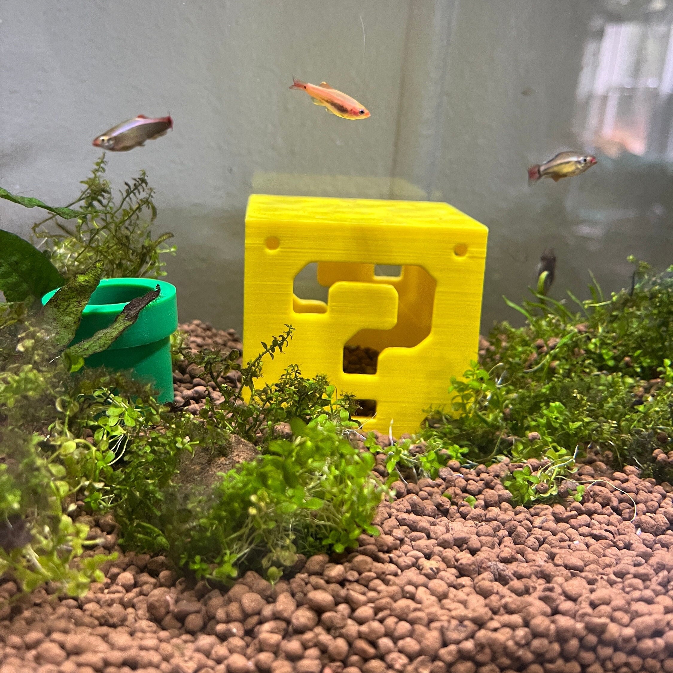 Super Mario Question Block Aquarium Decor Shrimp Cave Fish Shelter Tank ...