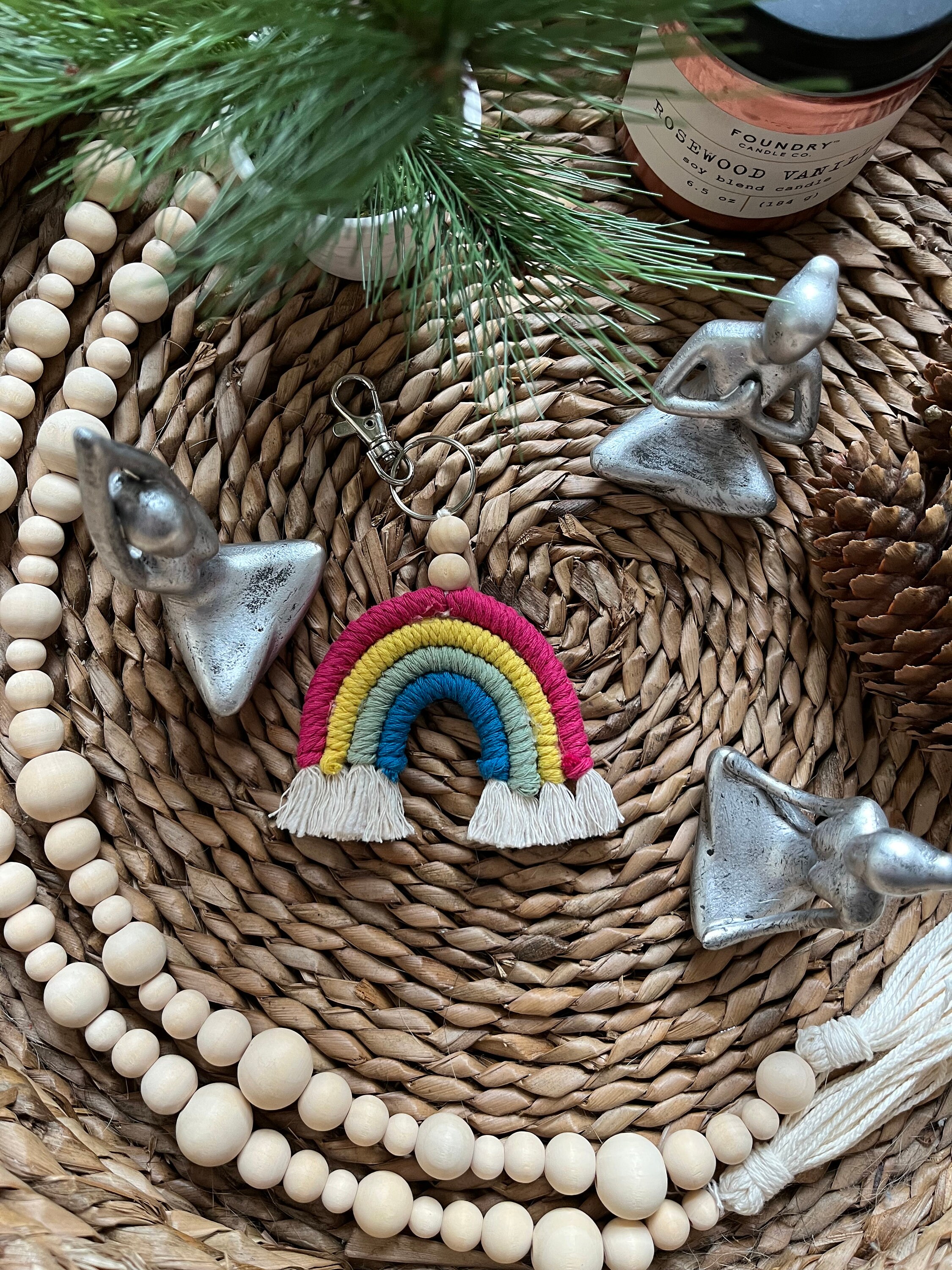 Light Green Rainbow Macrame Keychain - Etsy