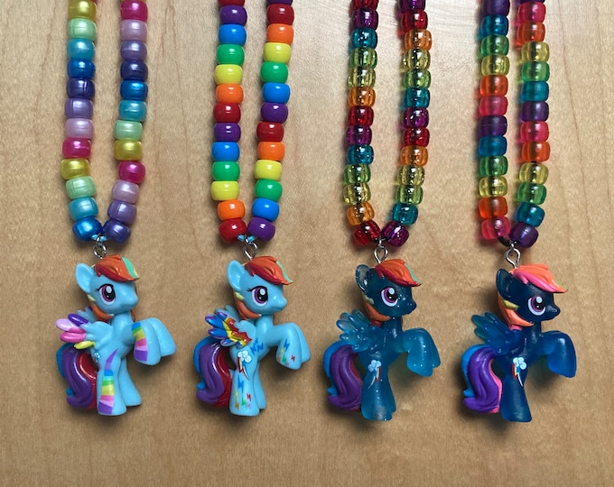Rainbow Dash Kandi Necklace MLP My Little Pony Kandi Scene Rave Horse ...