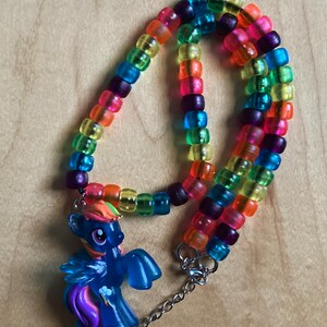 MLP Kandi Necklace Handmade My Little Pony Rainbow Dash Ribbon Wishes ...