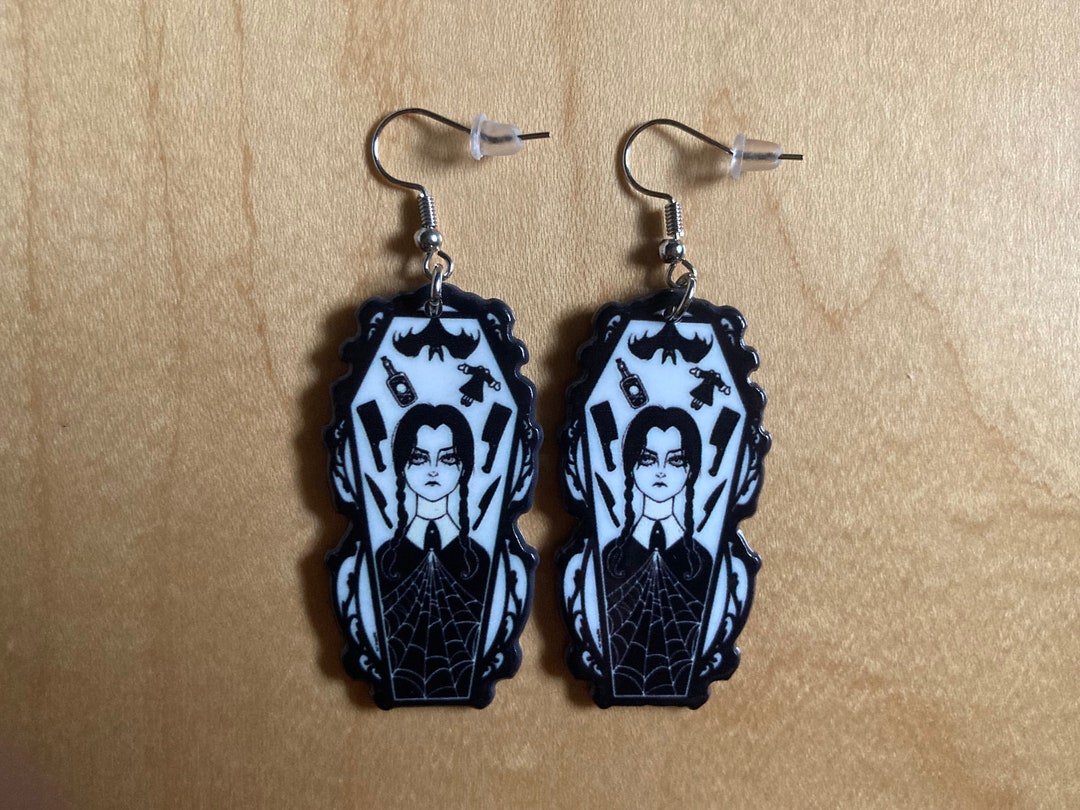 Wednesday Addams Earrings Tim Burton Handmade New Nickel-free Halloween ...