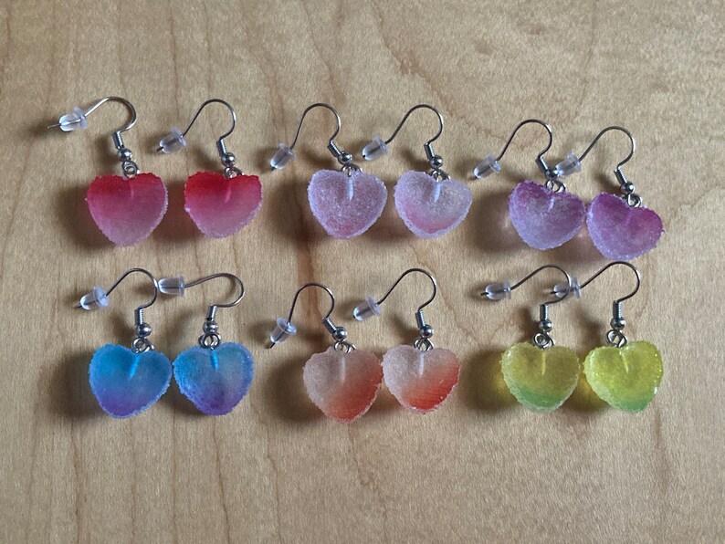Gummy Heart Earrings Cute Gummies Frosted Valentine’s Day Glitter ...