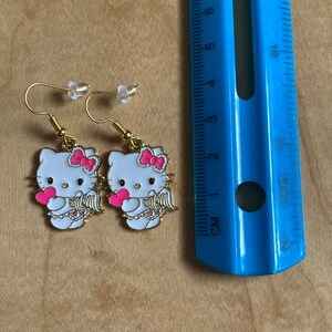 Hello Kitty Earrings Angel Devil Heart Cute White Black Pink Valentines ...