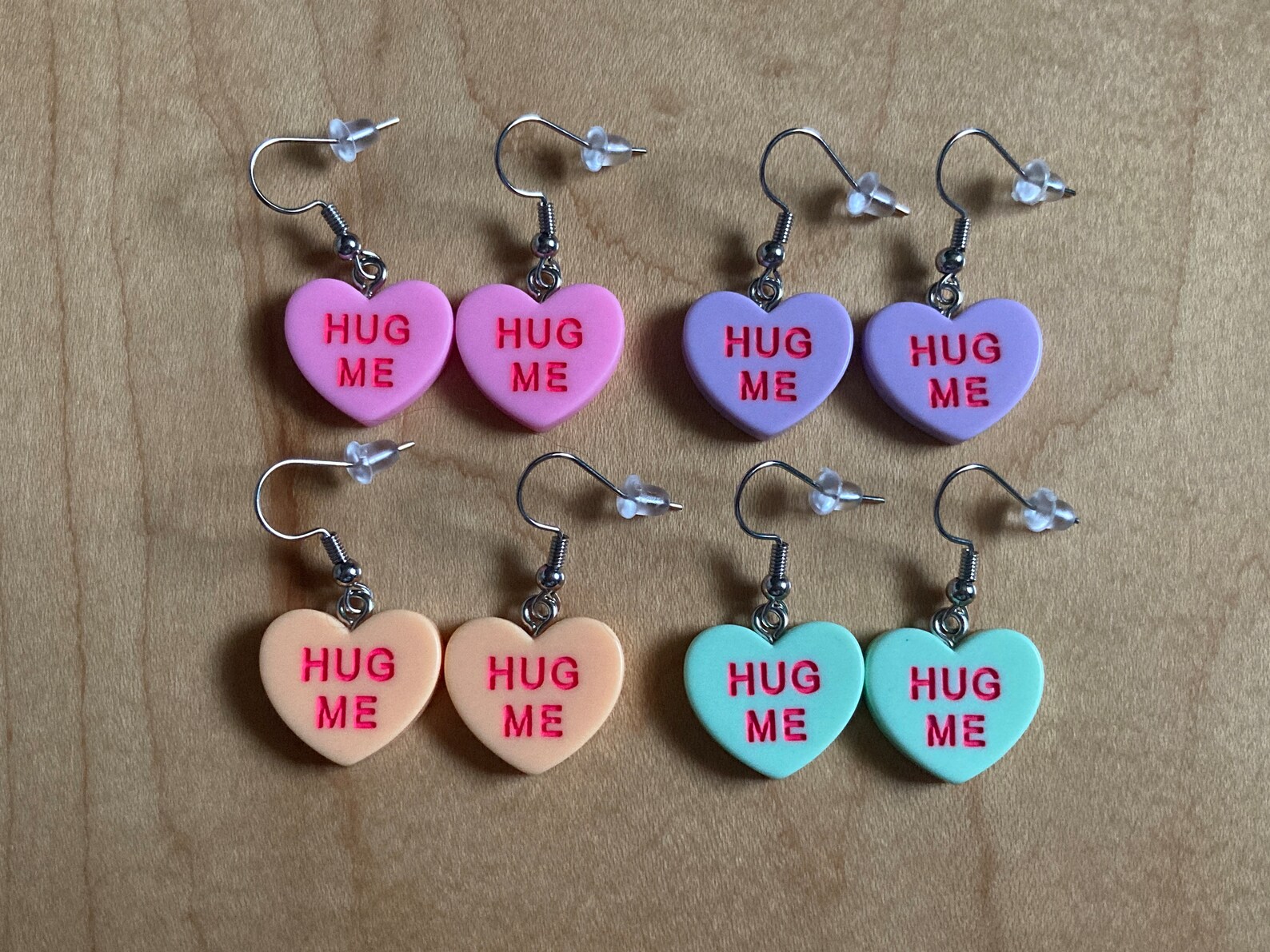 Sweethearts Earrings Conversation Hearts Hug Me Valentines Day Candy ...