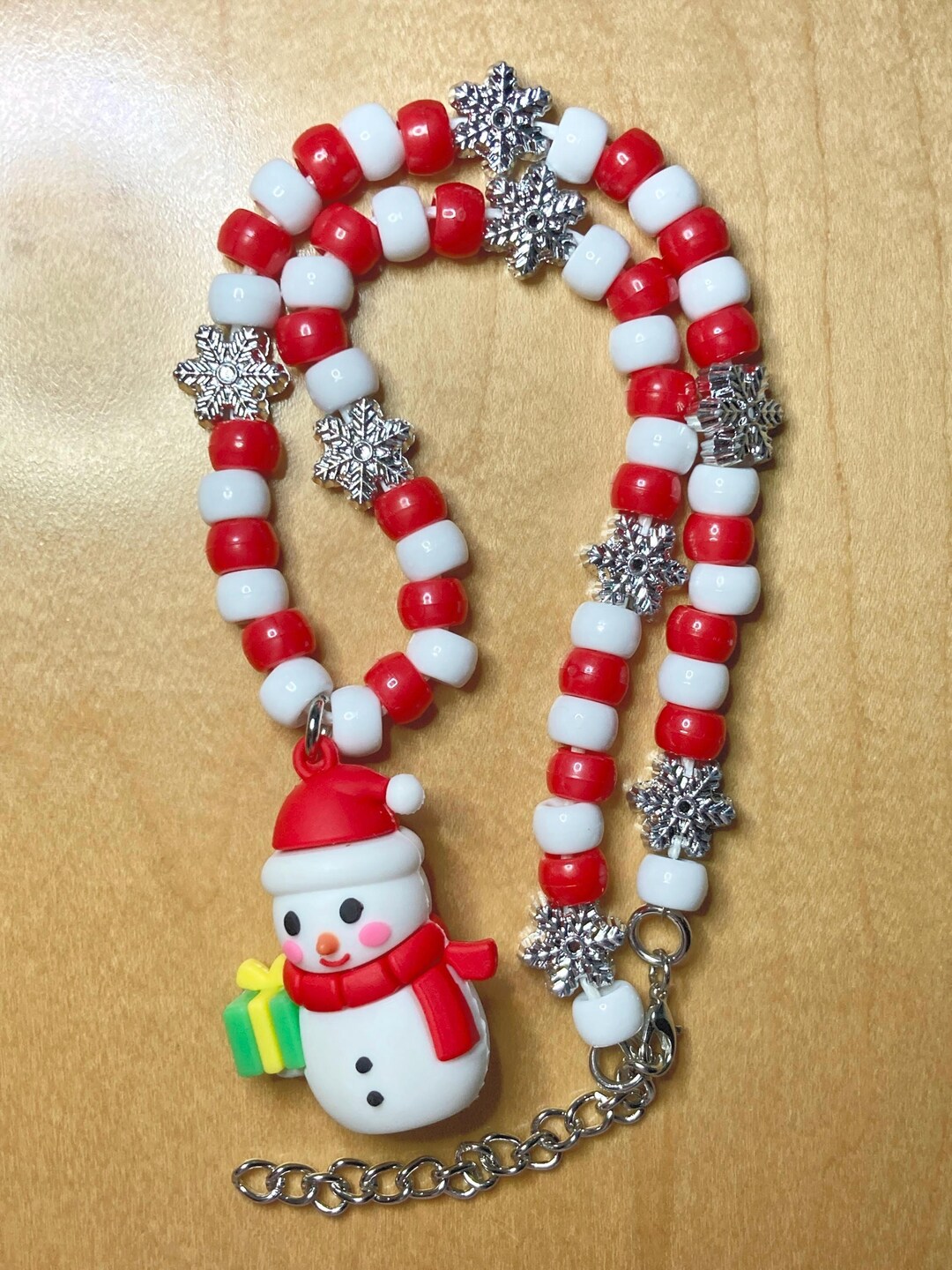 Snowman Kandi Necklace Snowflakes Snow Merry Christmas Festive Jolly ...