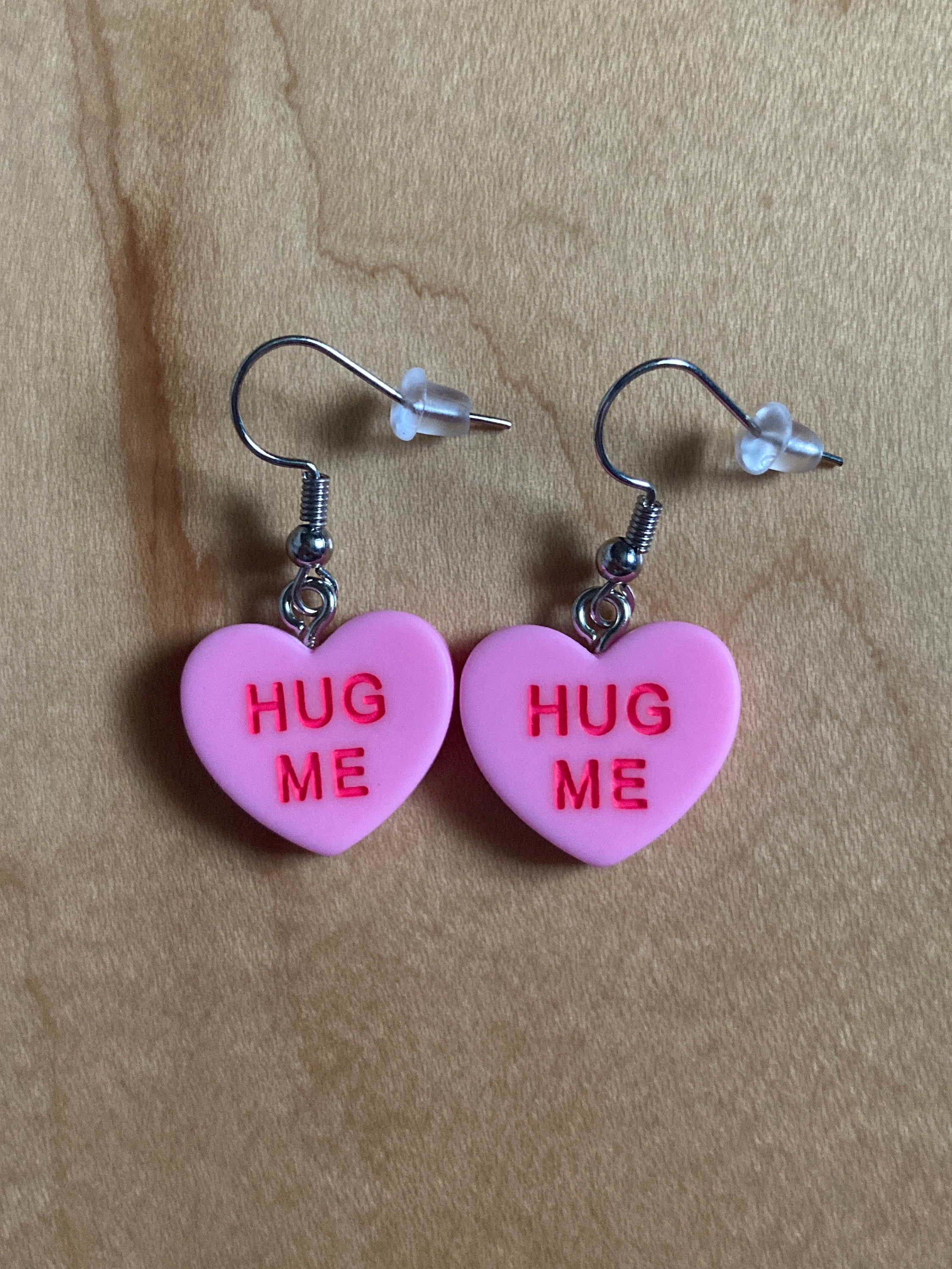 Sweethearts Earrings Conversation Hearts Hug Me Valentines Day Candy ...