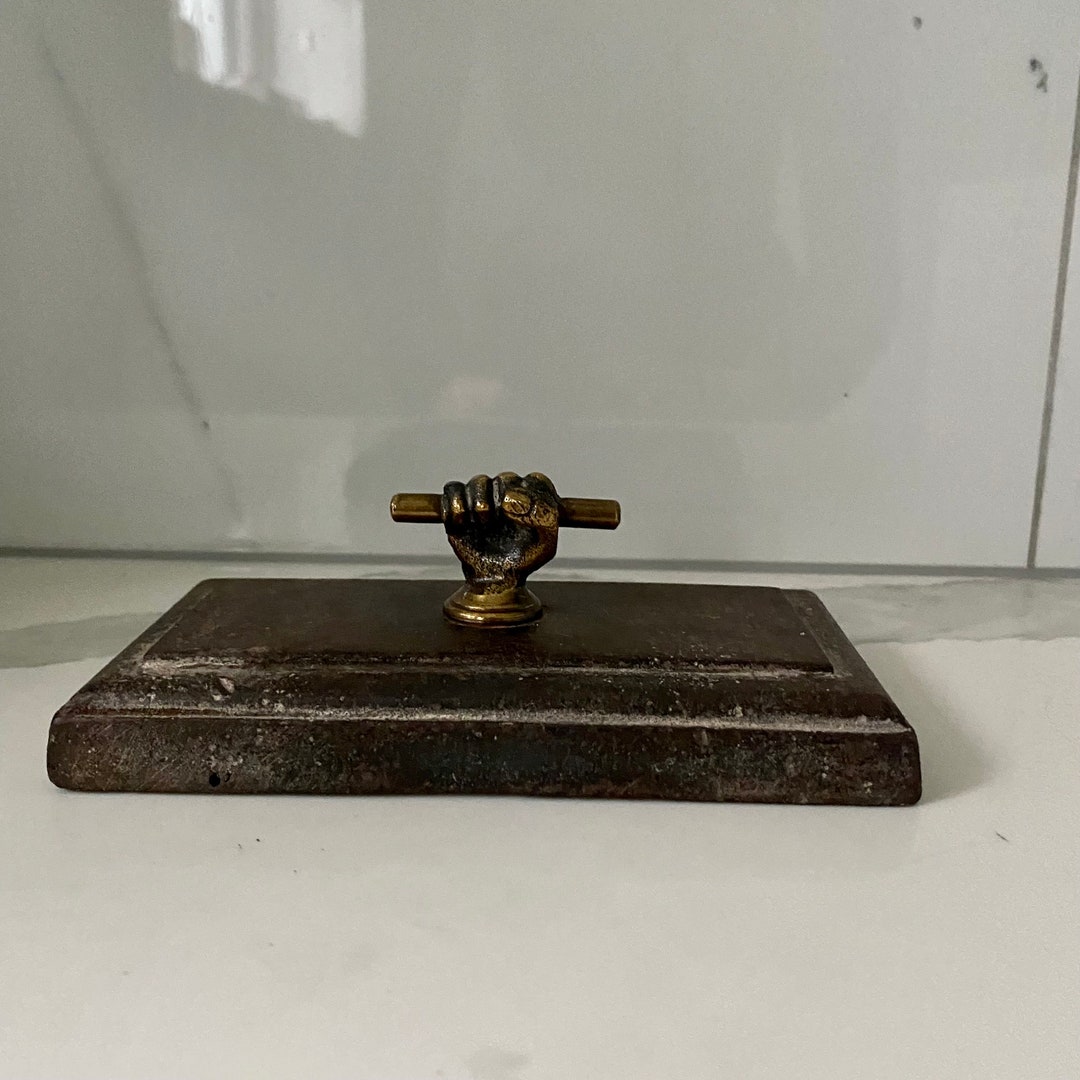 Victorian Brass and Cast Iron Fist Paperweight - Etsy