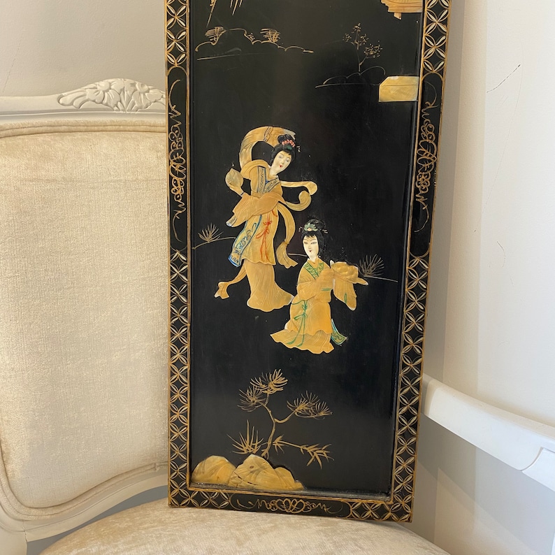 Vintage Chinese Mother of Pearl Lacquer Wall Panel - Etsy UK