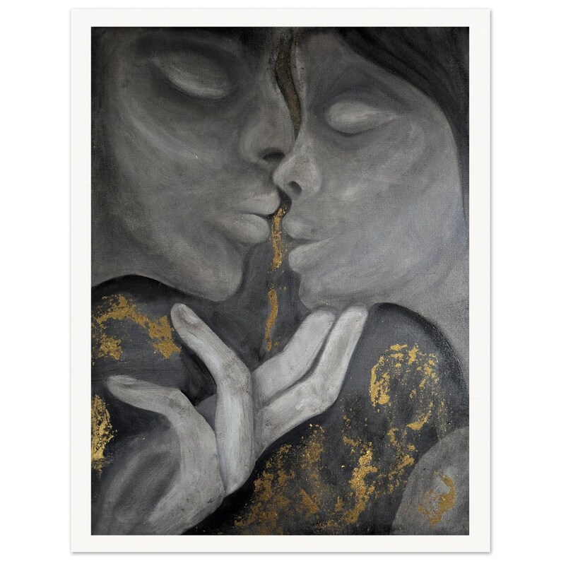 Couple Art Print | Abstract Faces Artwork | Romantic Modern Wall Decor ...
