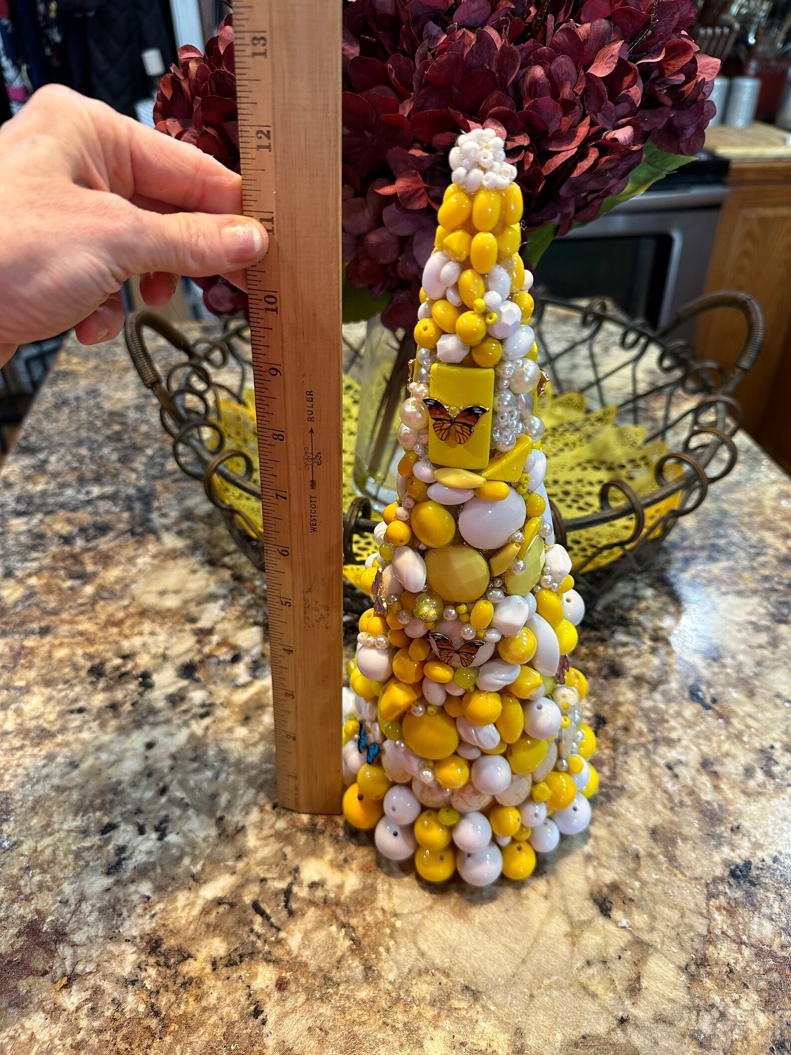 Lemon Yellow Jeweled Tree one of A Kind by Me Topiary /tiny - Etsy