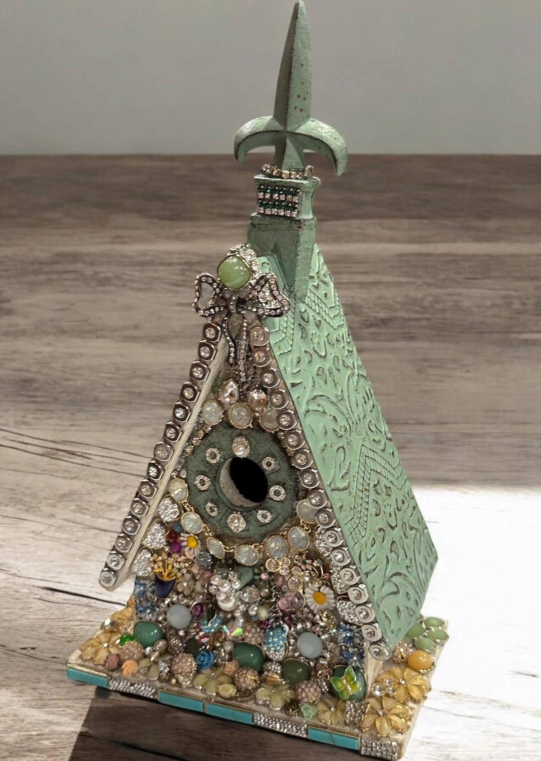 Rare One of a Kind Handmade Jeweled Bird House Cottage Made With ...