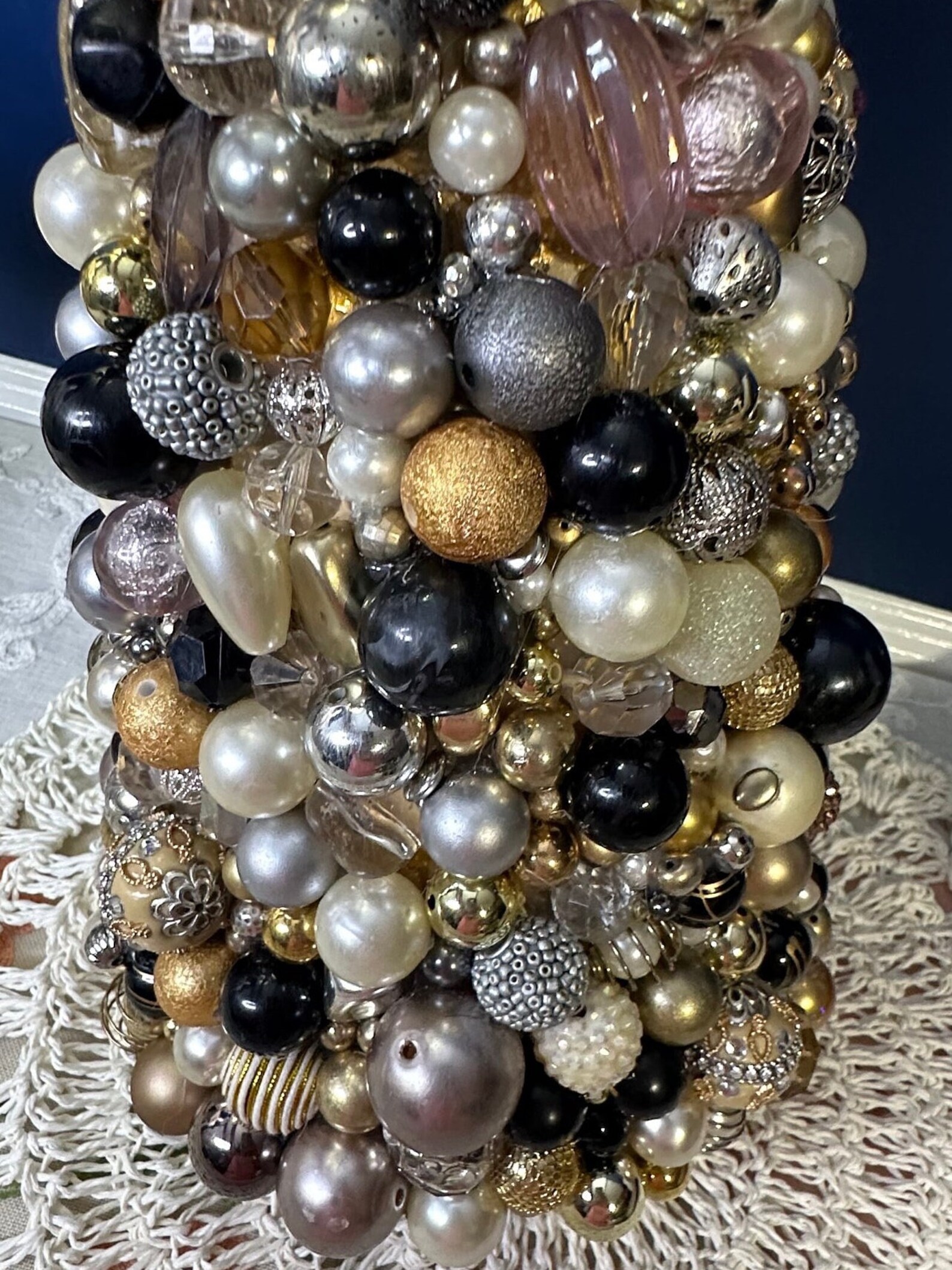 24 Jeweled Tree Gold Silver & Black Crystals Vintage and Repurposed ...