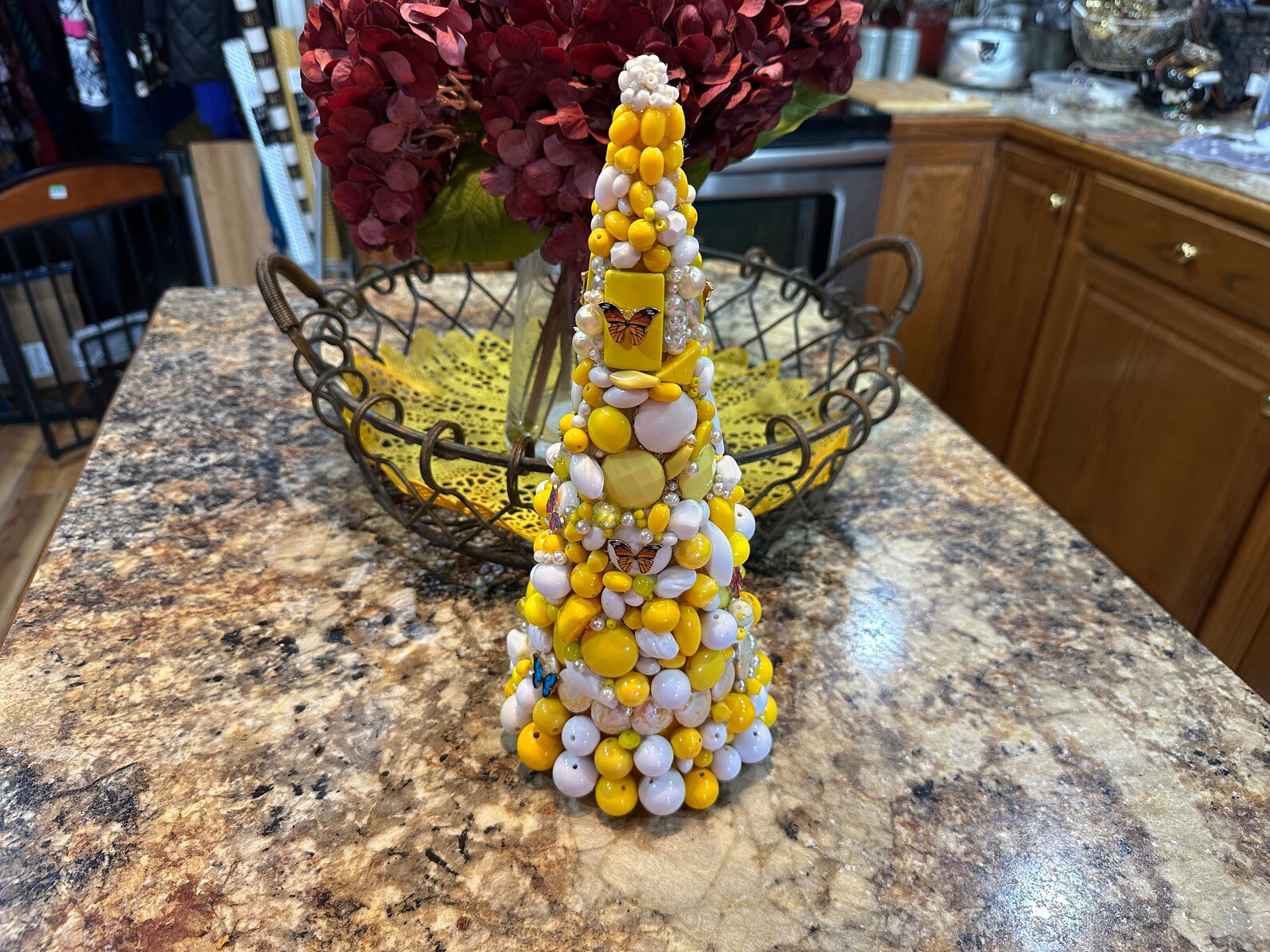 Lemon Yellow Jeweled Tree one of A Kind by Me Topiary /tiny - Etsy