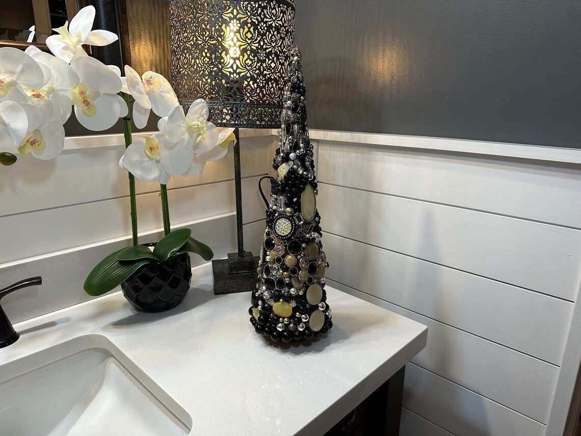 Rare Repurposed Black & Tan Rhinestone Crystal Jeweled Tree - Etsy