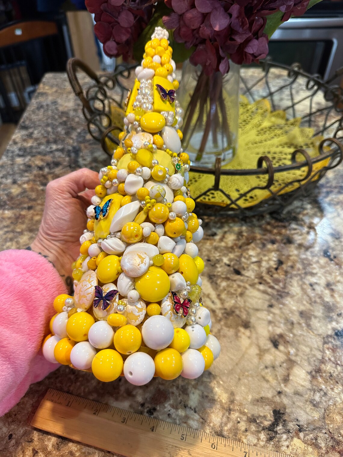 Lemon Yellow Jeweled Tree one of A Kind by Me Topiary /tiny - Etsy